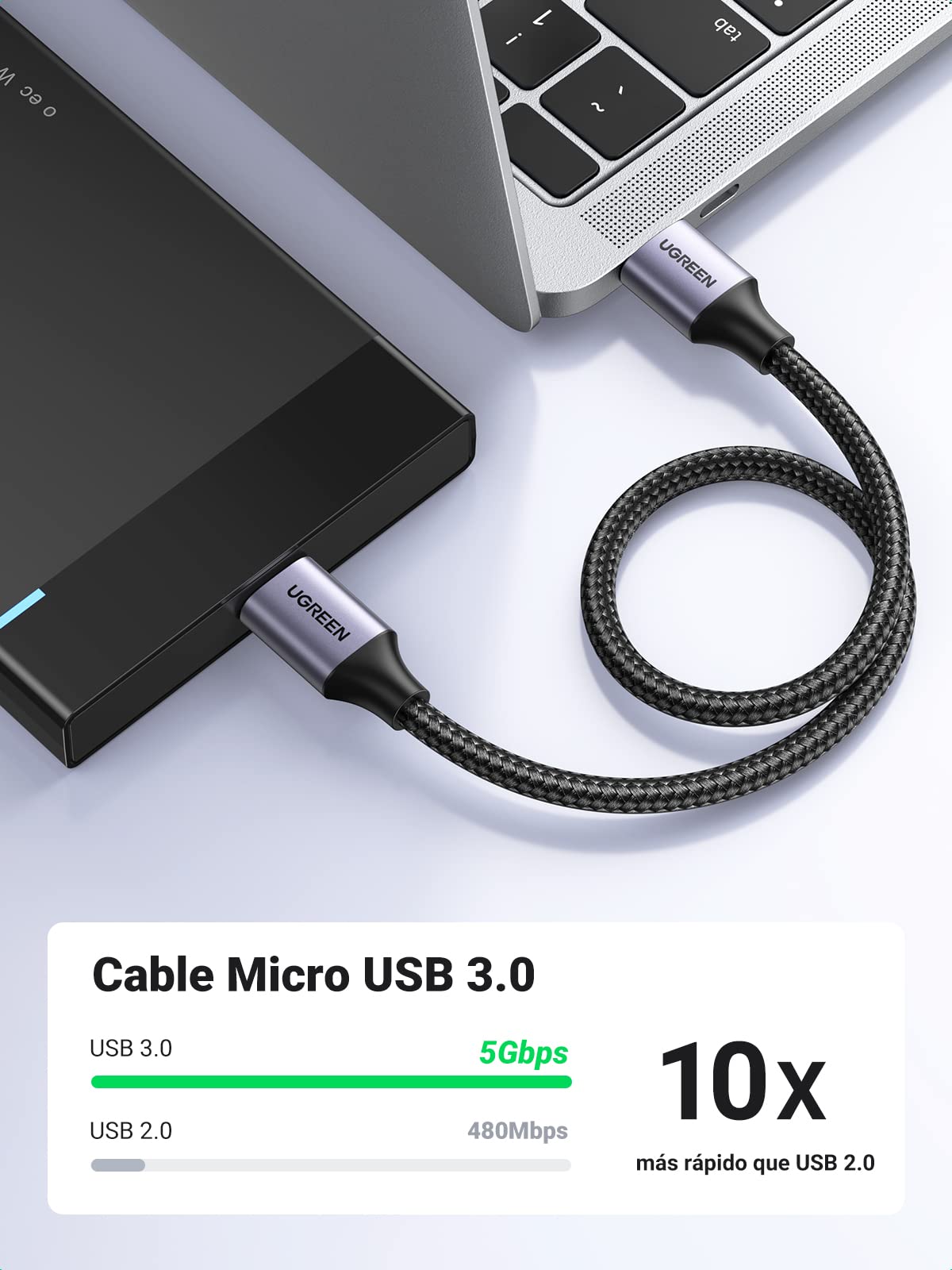 UGREEN Cable Micro B para Disco Duro Externo, Cable USB 3.0 Tipo A a ...