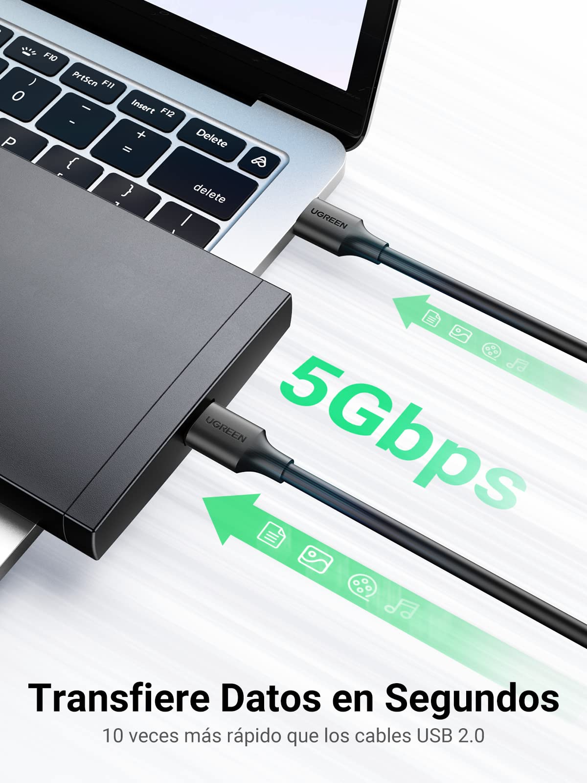UGREEN Cable USB 3.0, Cable USB Tipo A Macho a Tipo A Macho, Transfere ...